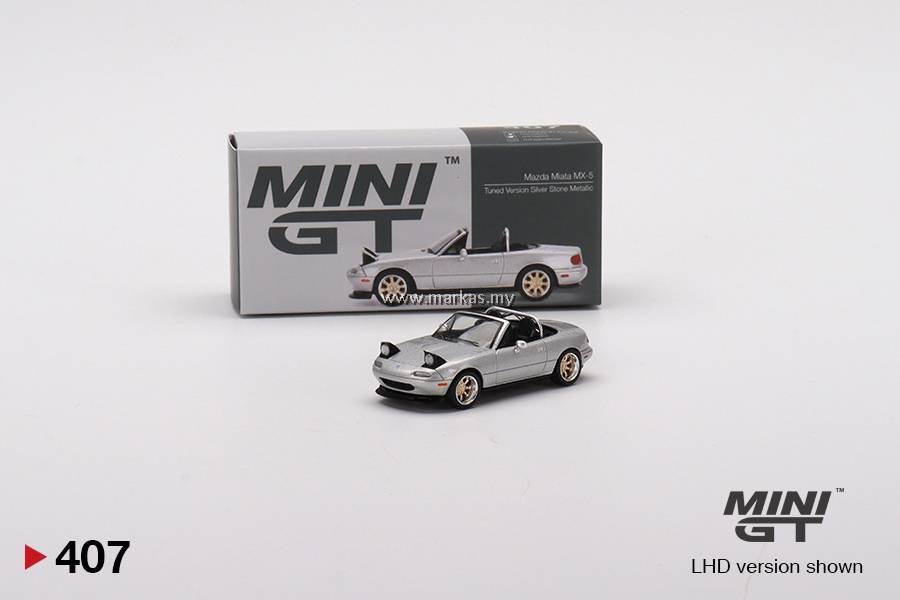 MINI GT 1/64 #407 MAZDA MIATA MX-5 (NA) TUNED VERSION SILVER STONE METALLIC