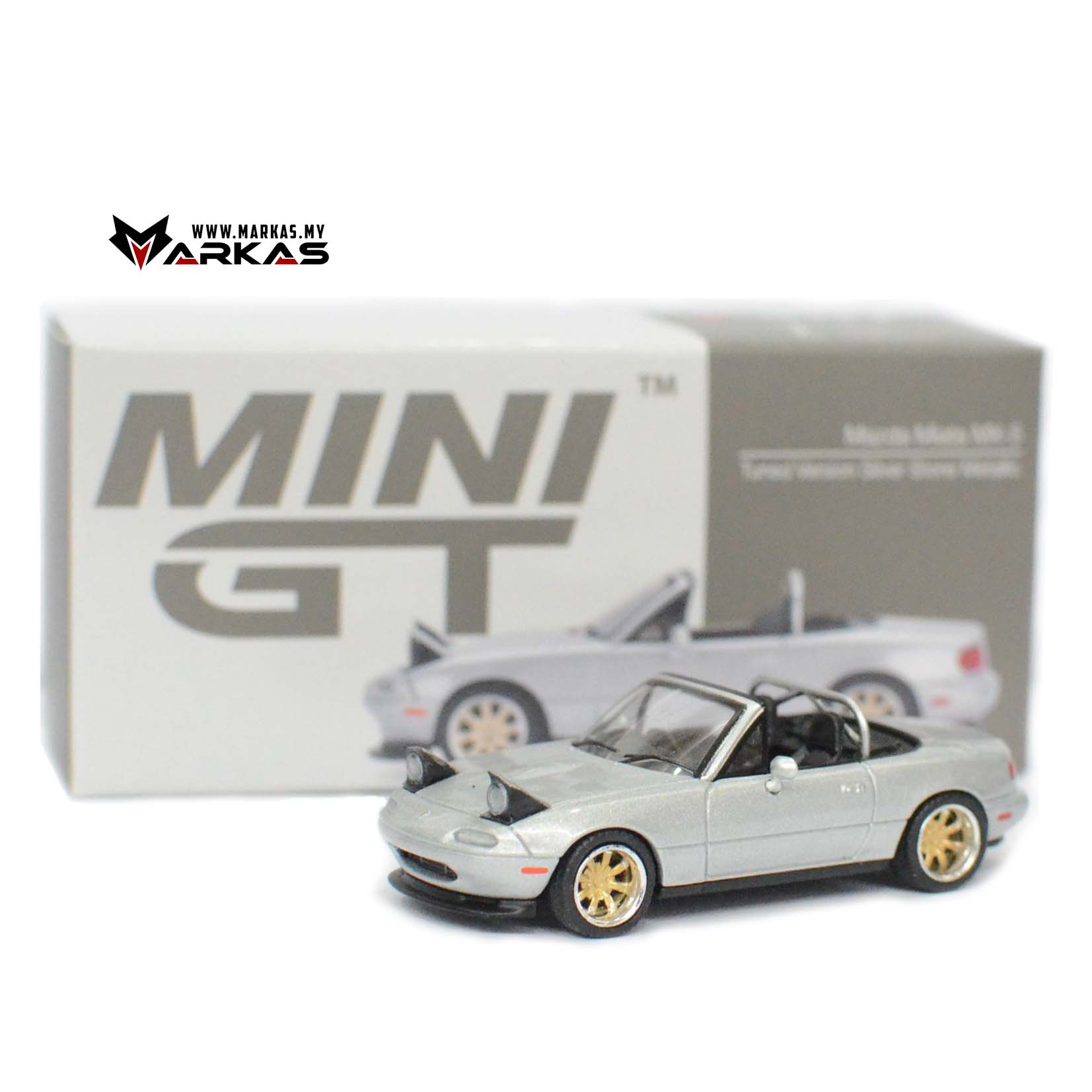 MINI GT 1/64 #407 MAZDA MIATA MX-5 (NA) TUNED VERSION SILVER STONE METALLIC